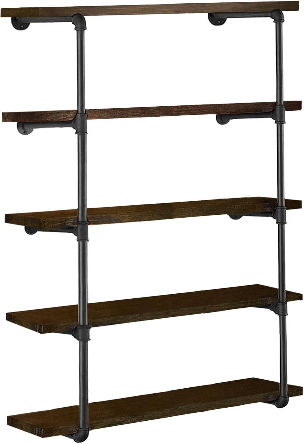 Industrial Iron Pipe Shelves, 2 Set 5-Tier, 55" Tall, 12" Depth, DIY ...