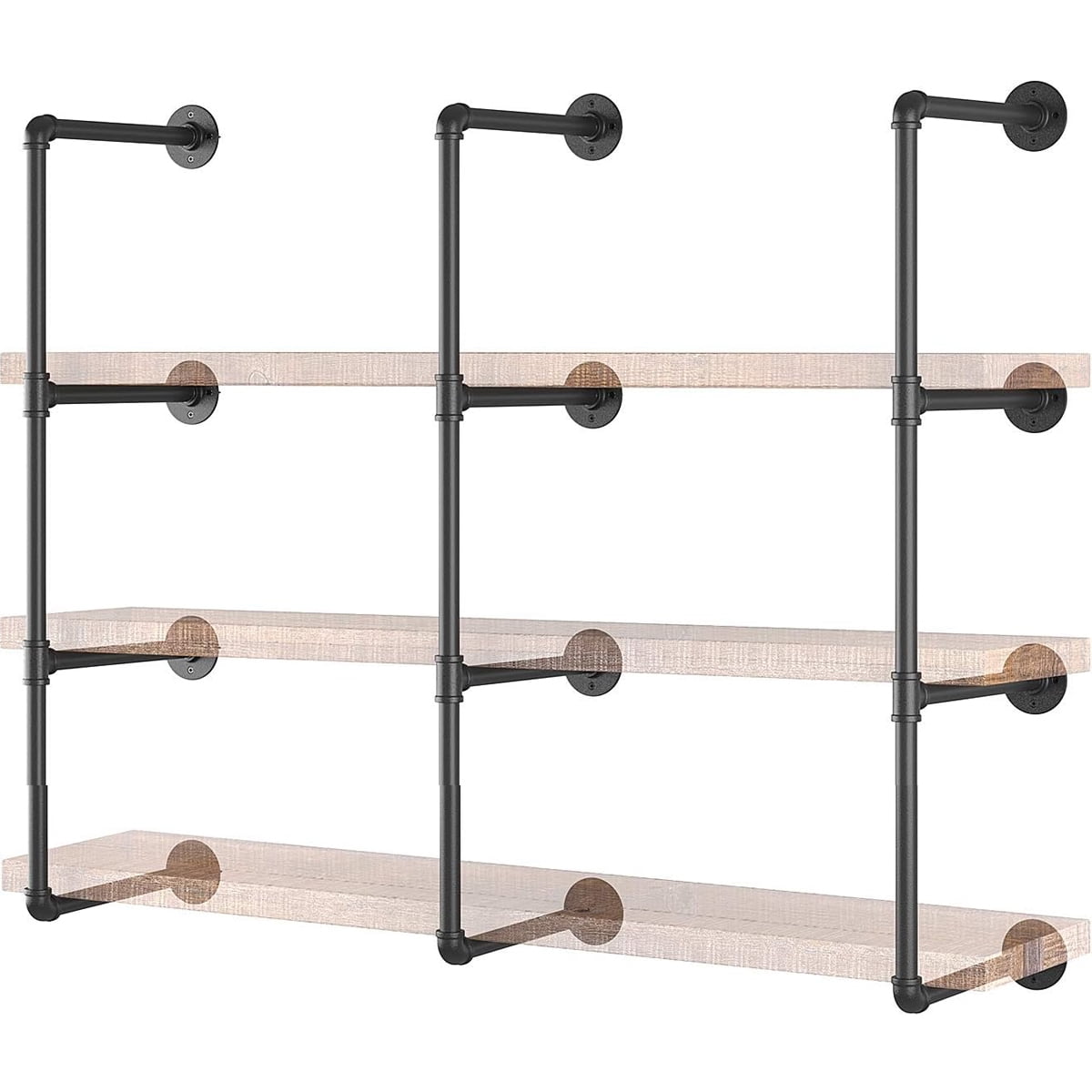 Industrial Iron Pipe Shelves 3 Set 4-Tier, 42" Tall, 12" Depth, DIY ...