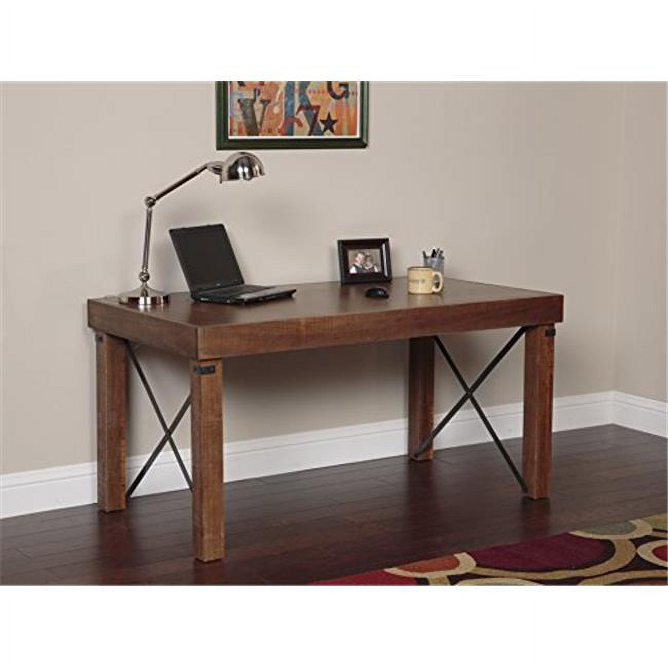 Industrial Island Desk, Walnut - Walmart.com