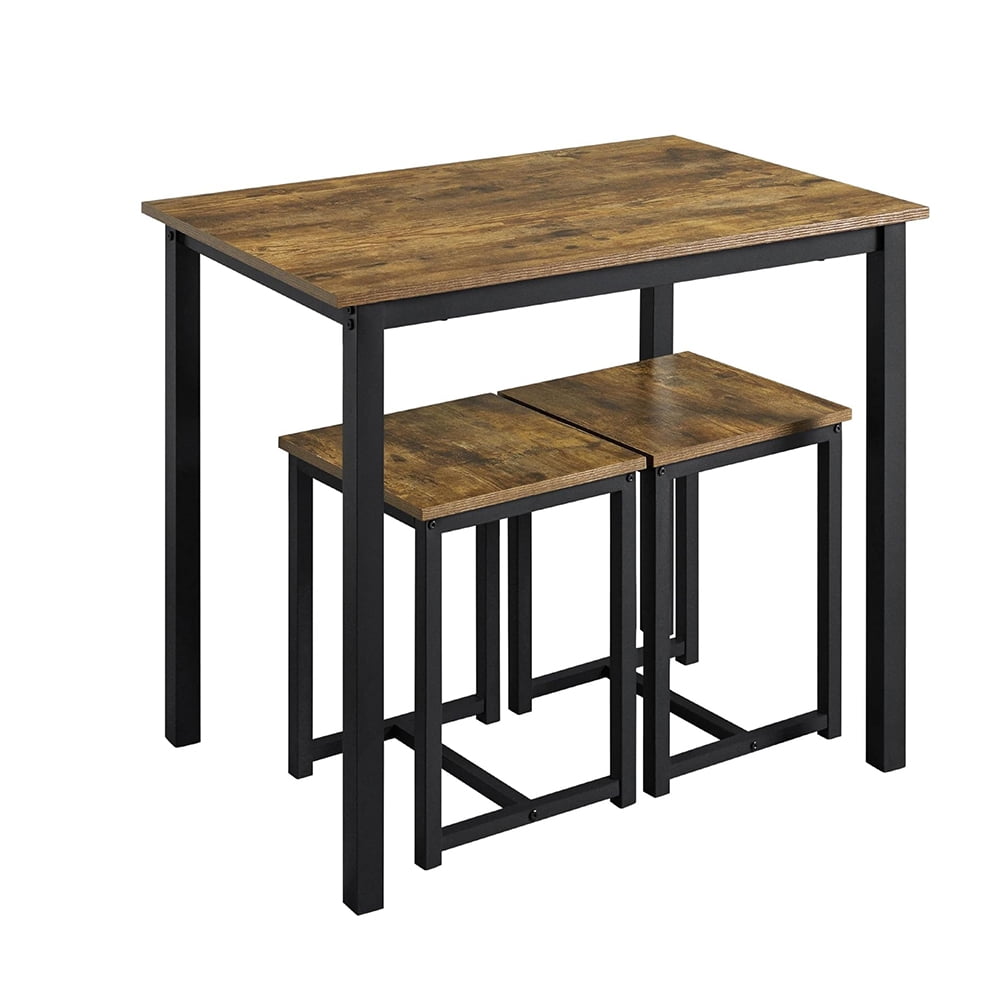 Industrial Kitchen Table Set, 3-Piece Dining Table Set with Space ...