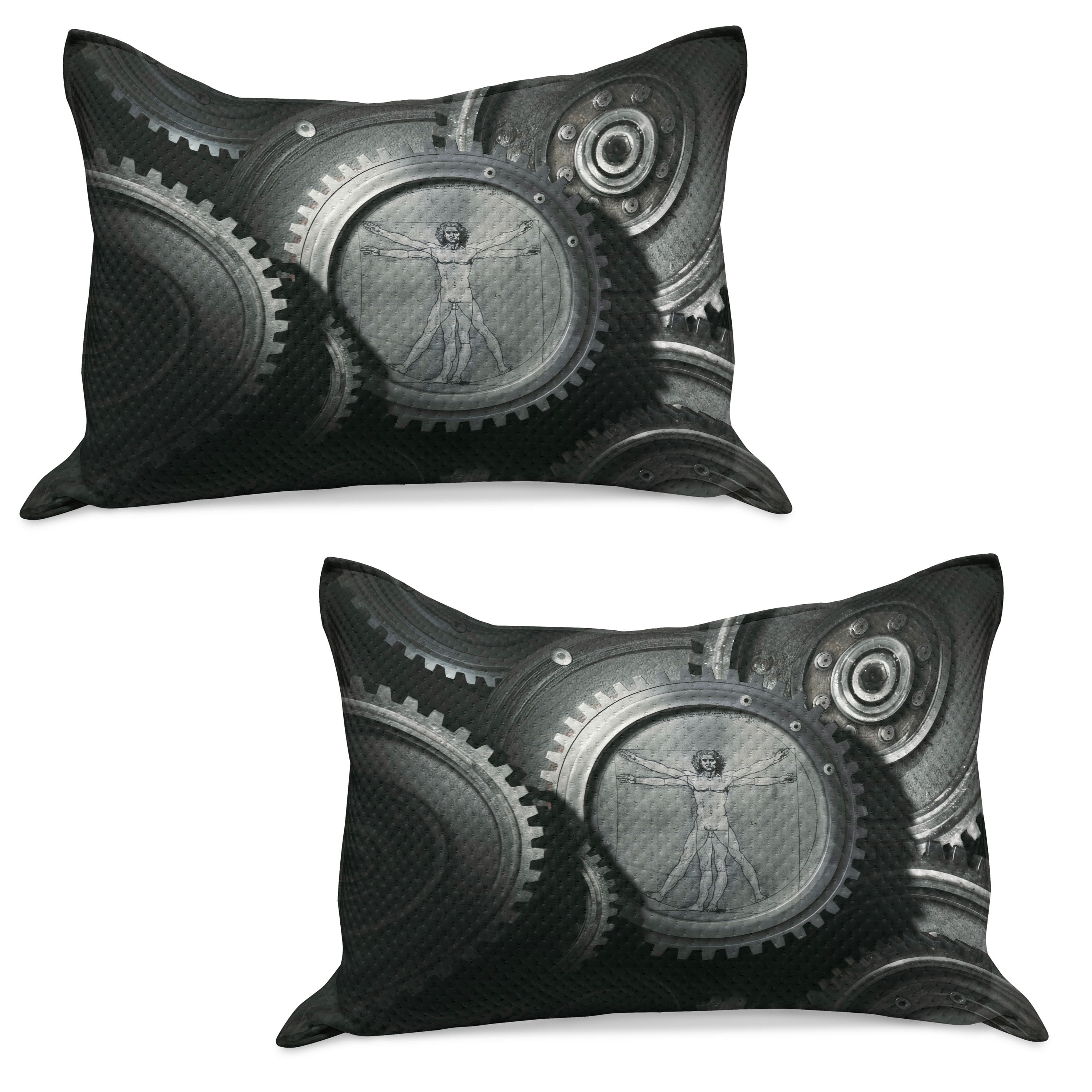 Industrial Knitted Quilt Pillowcover Set of 2, Wheels of System with ...