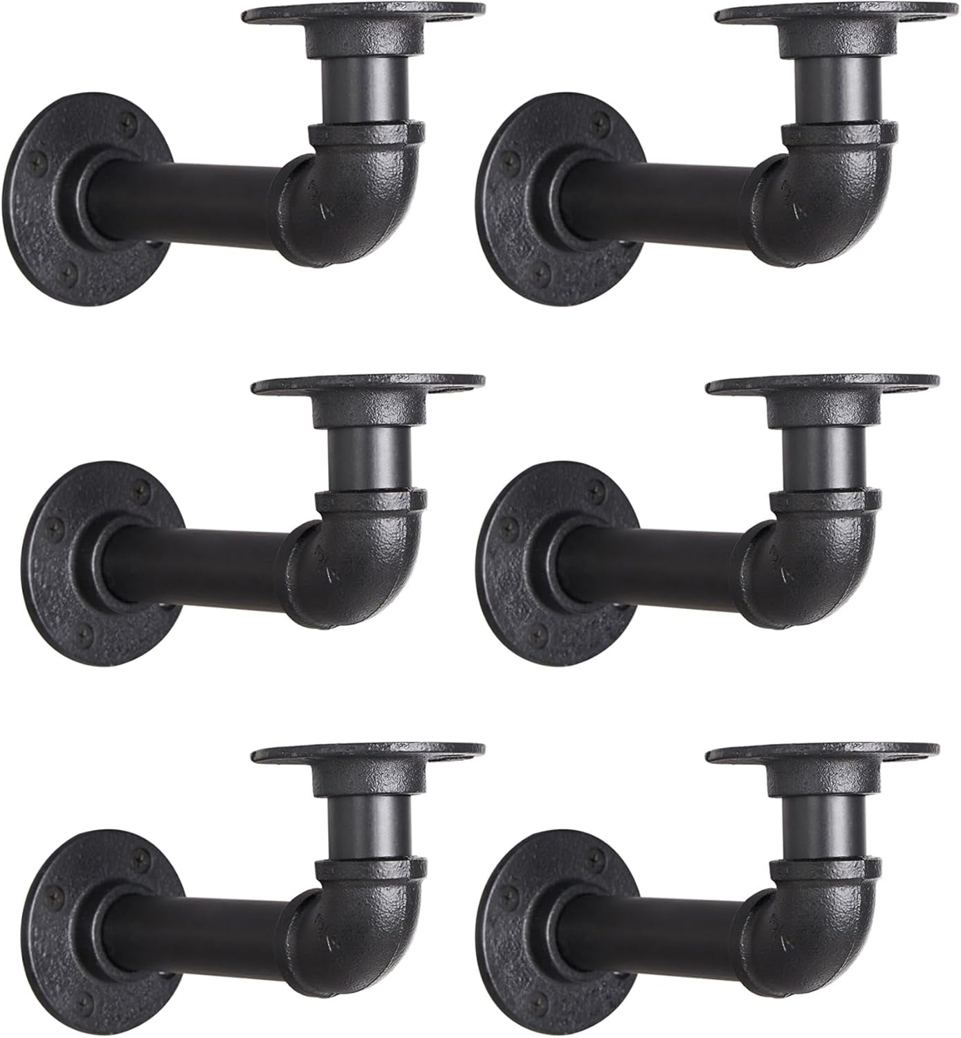 Industrial L Pipe Shelf Brackets for 6-12 in Depth Wood,Heavy-Duty 3/4 ...