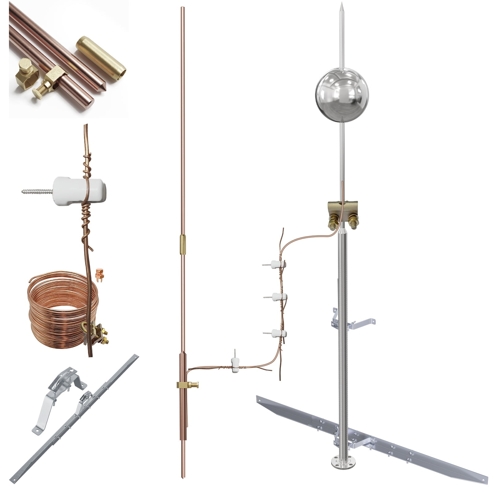 Industrial Lightning Rod Grounding Kit,EAVE Mount Lightning Dissipation ...