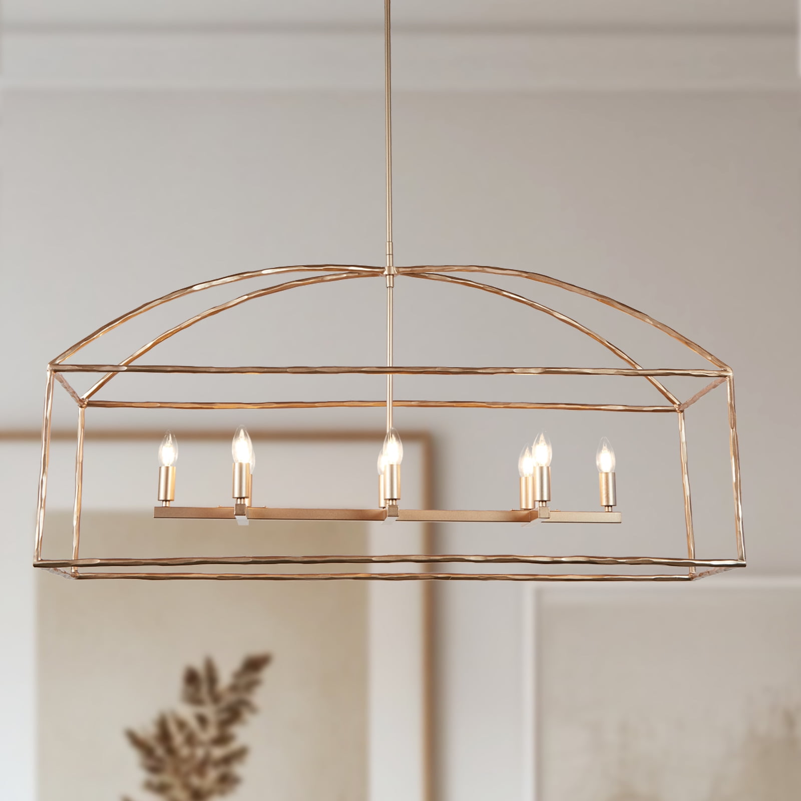 Industrial Linear Aged Brass Forged Iron Hammered Chandelier ...