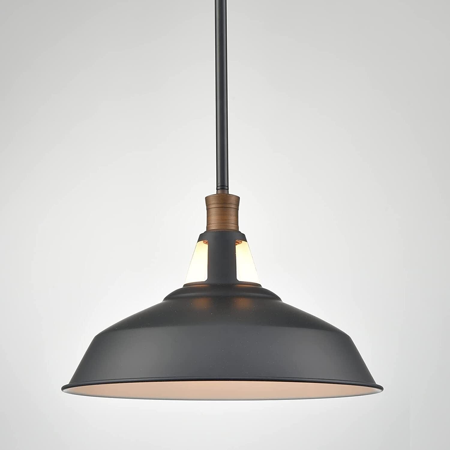 Industrial Matte Black Pendant Light Rod Hung , Adjustable Height ...