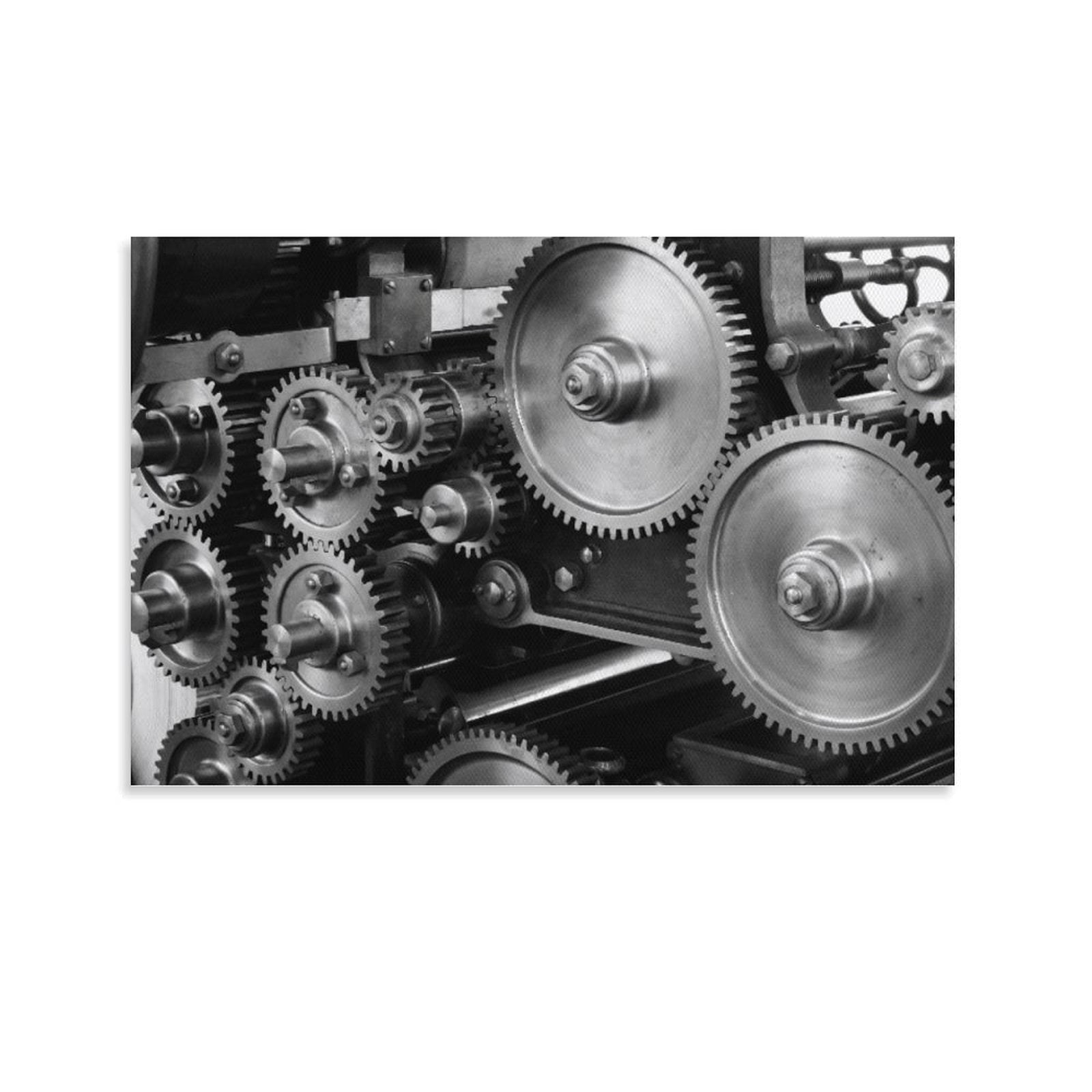 Industrial Mechanical Gears Cogs Black And White Poster Decorative ...