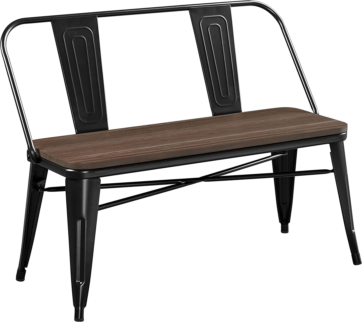Industrial Metal Bench Mid-Century 3 Person Chair Dining Room Long ...