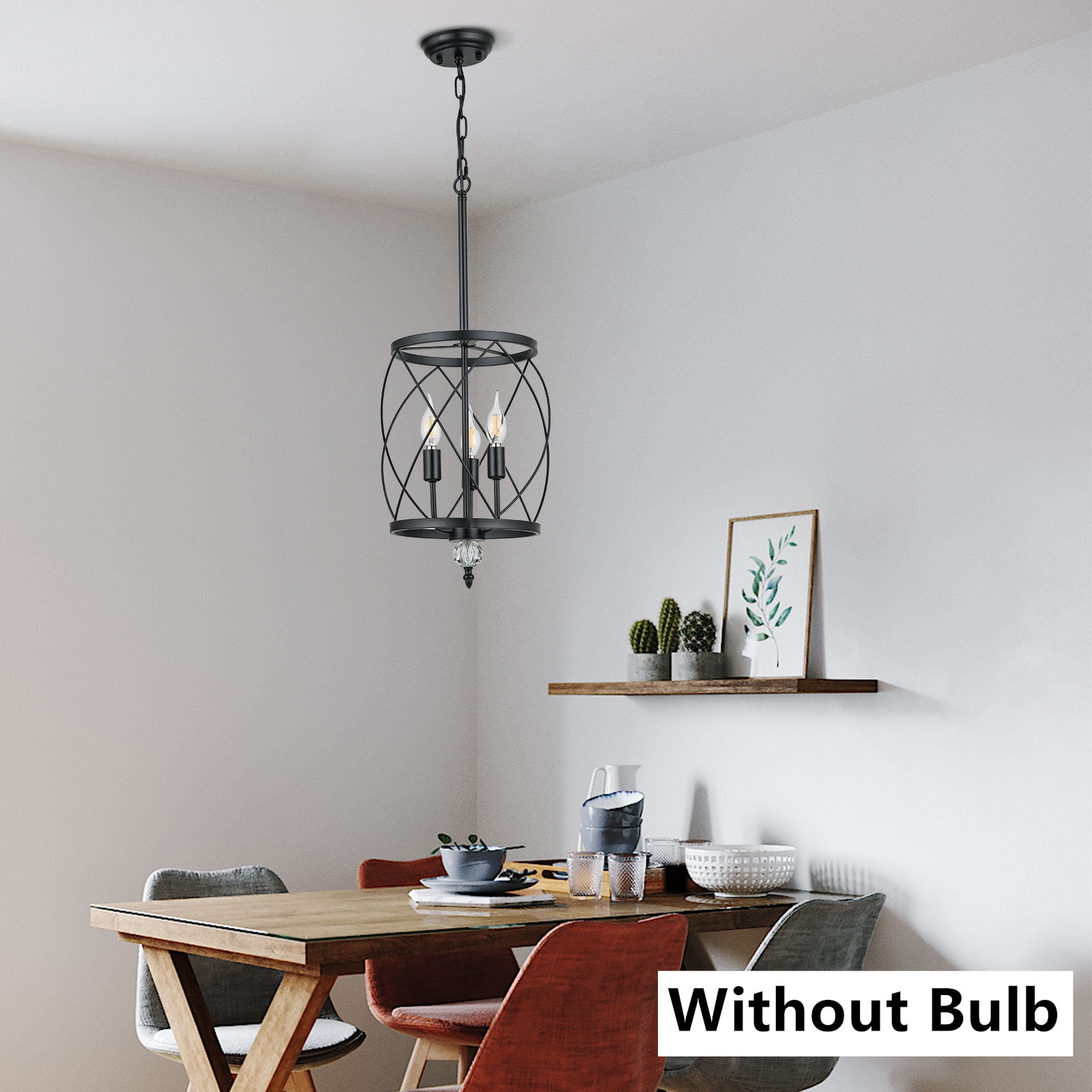 Industrial Metal Cage Pendant Light 3-Light Cylindrical Hanging Lamp ...