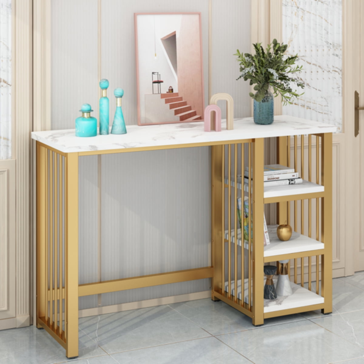 Industrial Metal Frame Console Narrow Sofa Table for Living Room Entryway Hallway Office ...