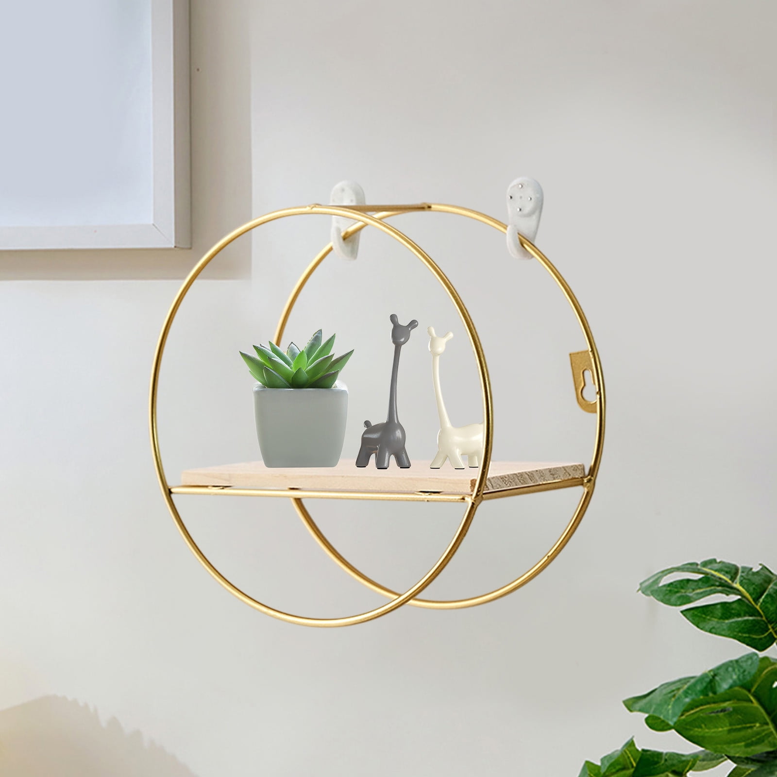 Industrial Metal Wall Shelf Single Tier Round Storage Rack 20cm Black ...