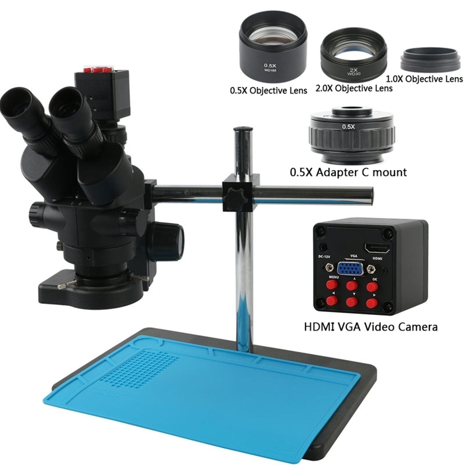 Industrial Microscope,Phone PCB Soldering Repair Lab 7X 45X Simul-focal ...