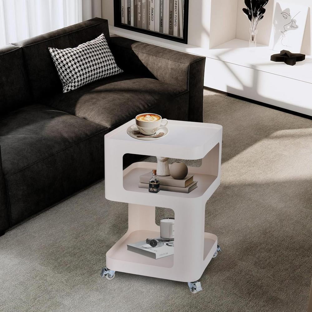 Industrial Mobile Nightstand with Charging Station - 3 Shelf Rolling ...