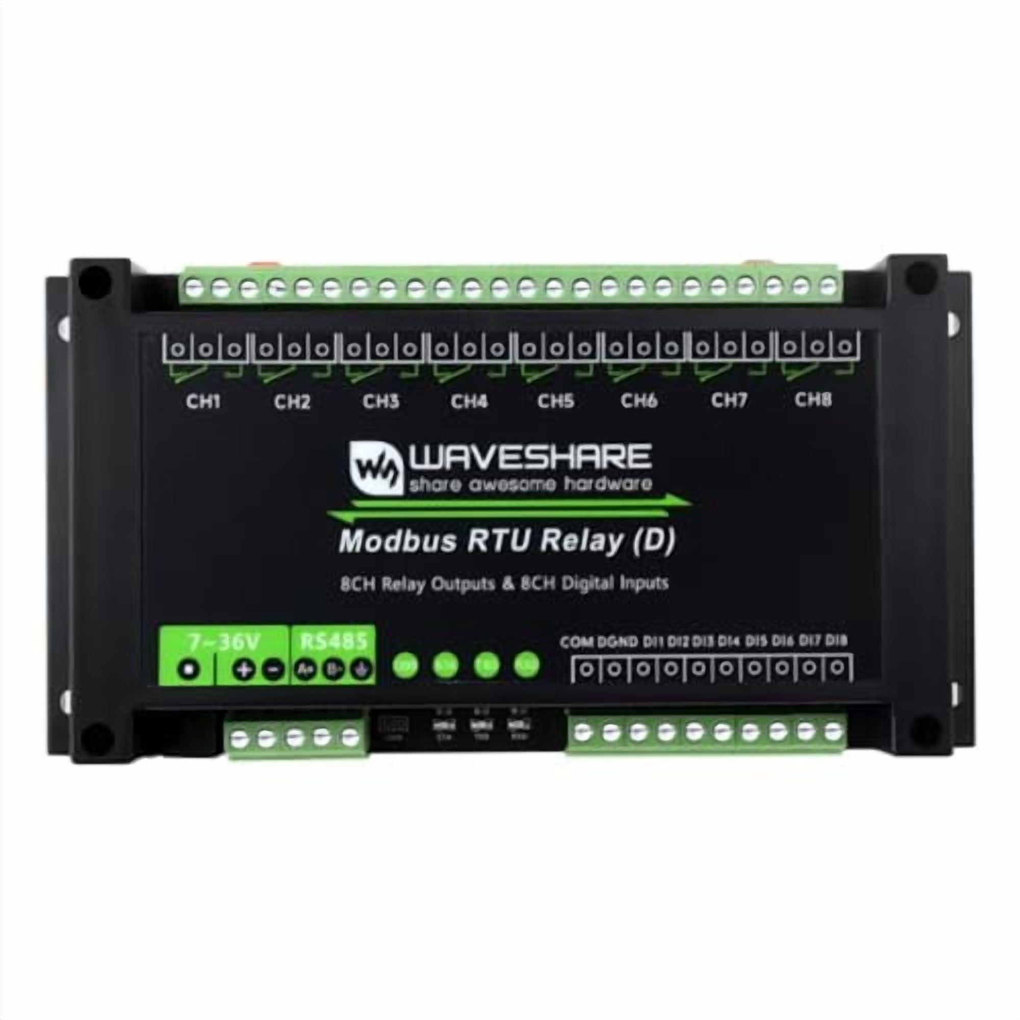 Industrial Modbus RTU 8-ch Relay Module (D) with Digital Input and ...