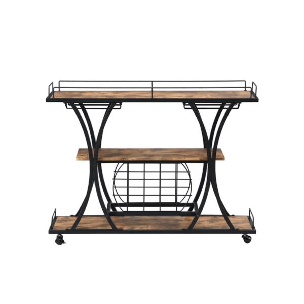 Industrial Modern Bar Cart with Wheels and 3-Tier Storage Shelves for ...