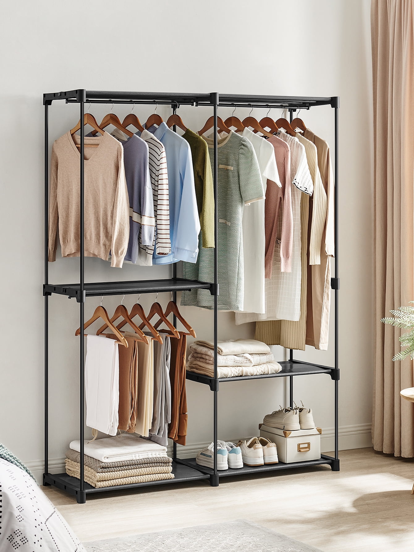 Industrial Movable Garment Rack - 3-Tier 500Lbs Capacity, No-Tool ...