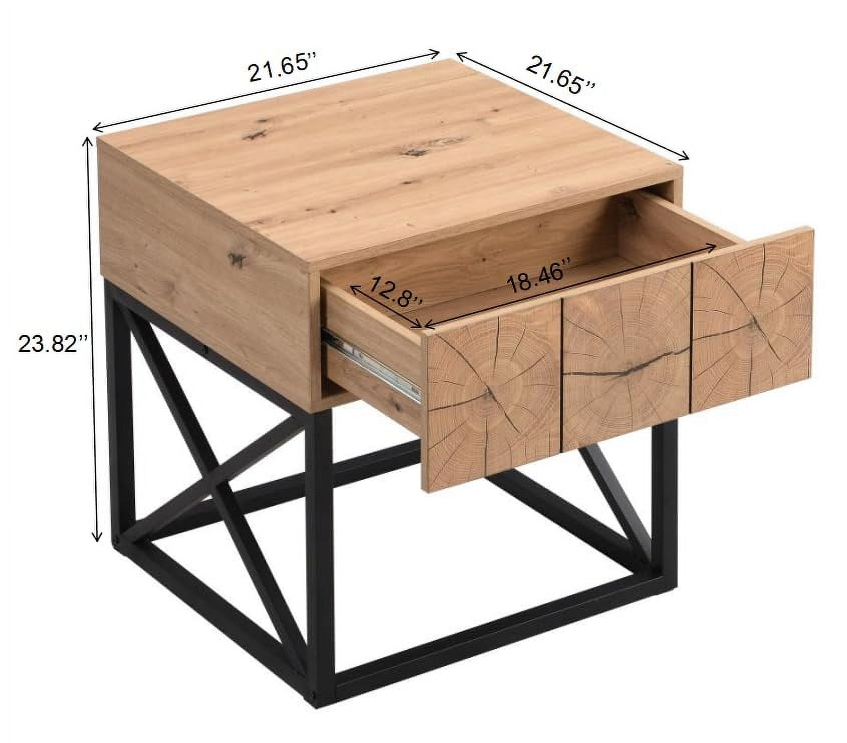 Industrial Nightstand with Drawer, Metal and Wood Side Table, Rustic ...