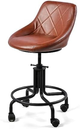 Industrial Office Chair with Backrest on Wheels Vintage Rolling Shop ...