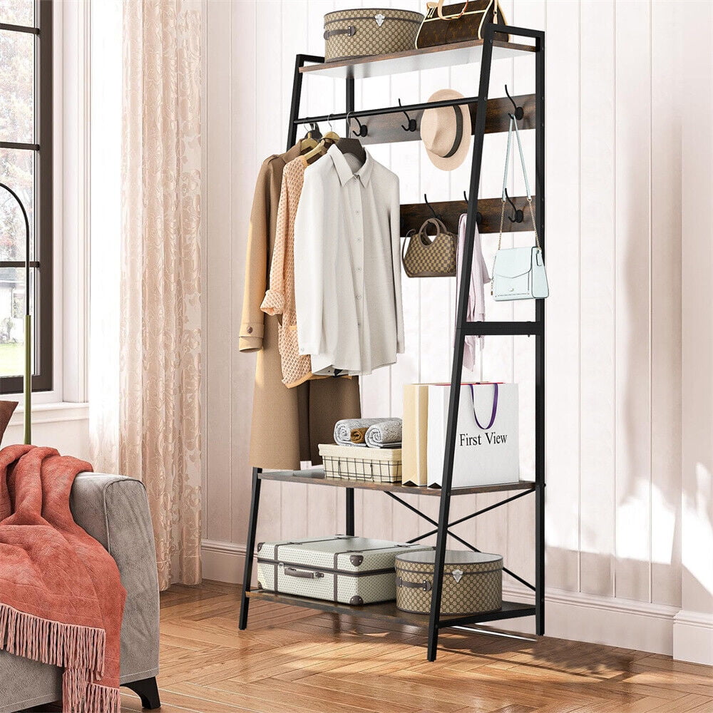 Industrial Open Wardrobe Storage Unit Clothes Rail Shelves Clothing ...