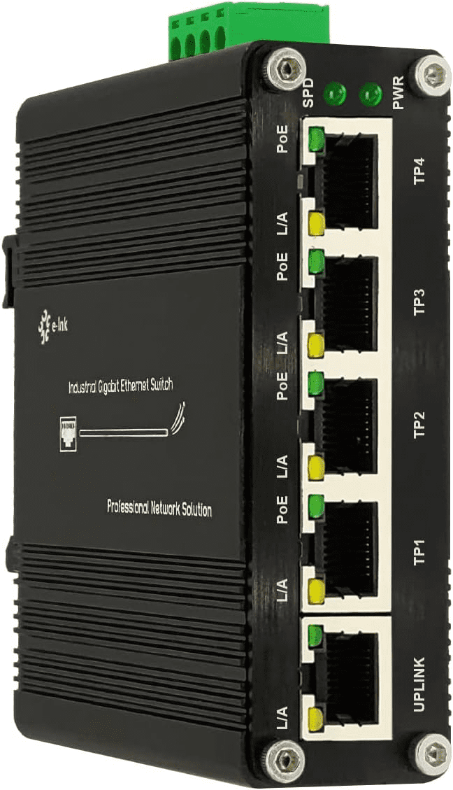 Industrial Passive 24V 5 Ports PoE Switch Gigabit RJ45 Din Rail 10/100 ...