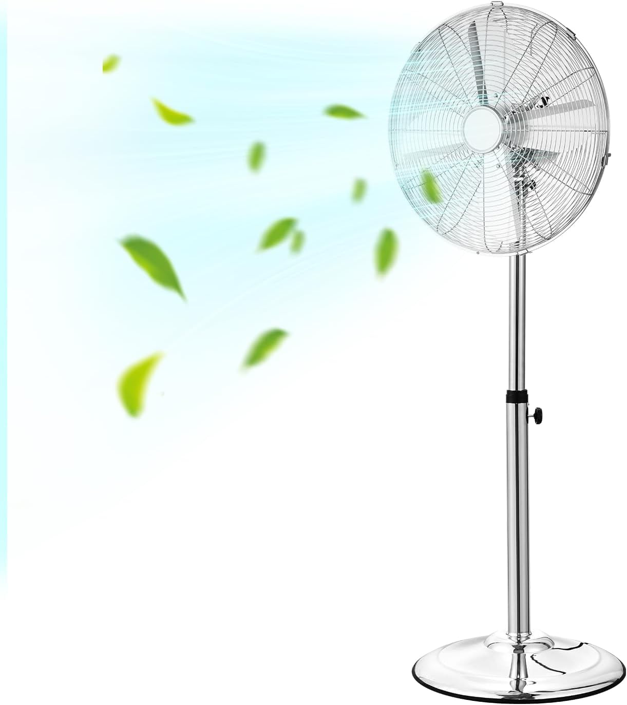 Industrial Pedestal Fan, 16 Inch Oscillating Standing, Adjustable ...