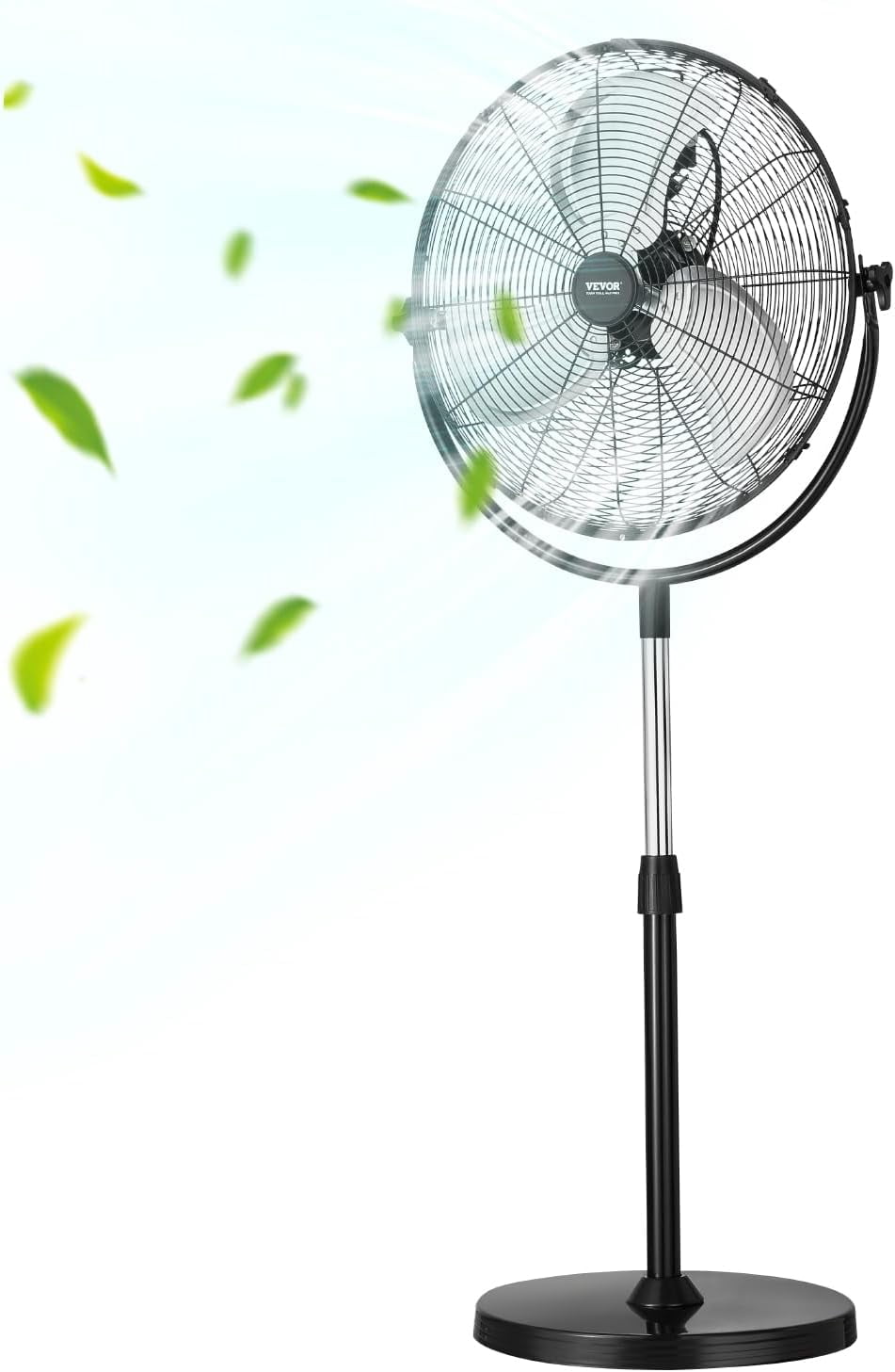 Industrial Pedestal Fan, 20 Inch Standing Fan with 46.9 to 59.6 Inches ...