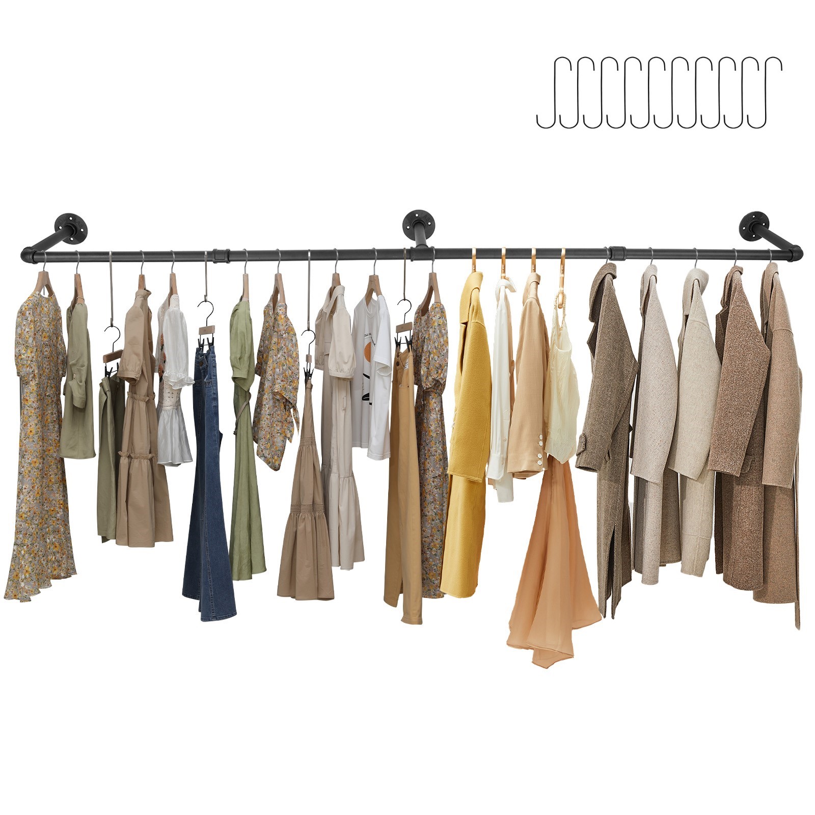BueDeHai Heavy Duty Clothes Rack, Wall Mounted Garment Rack, 72 ...