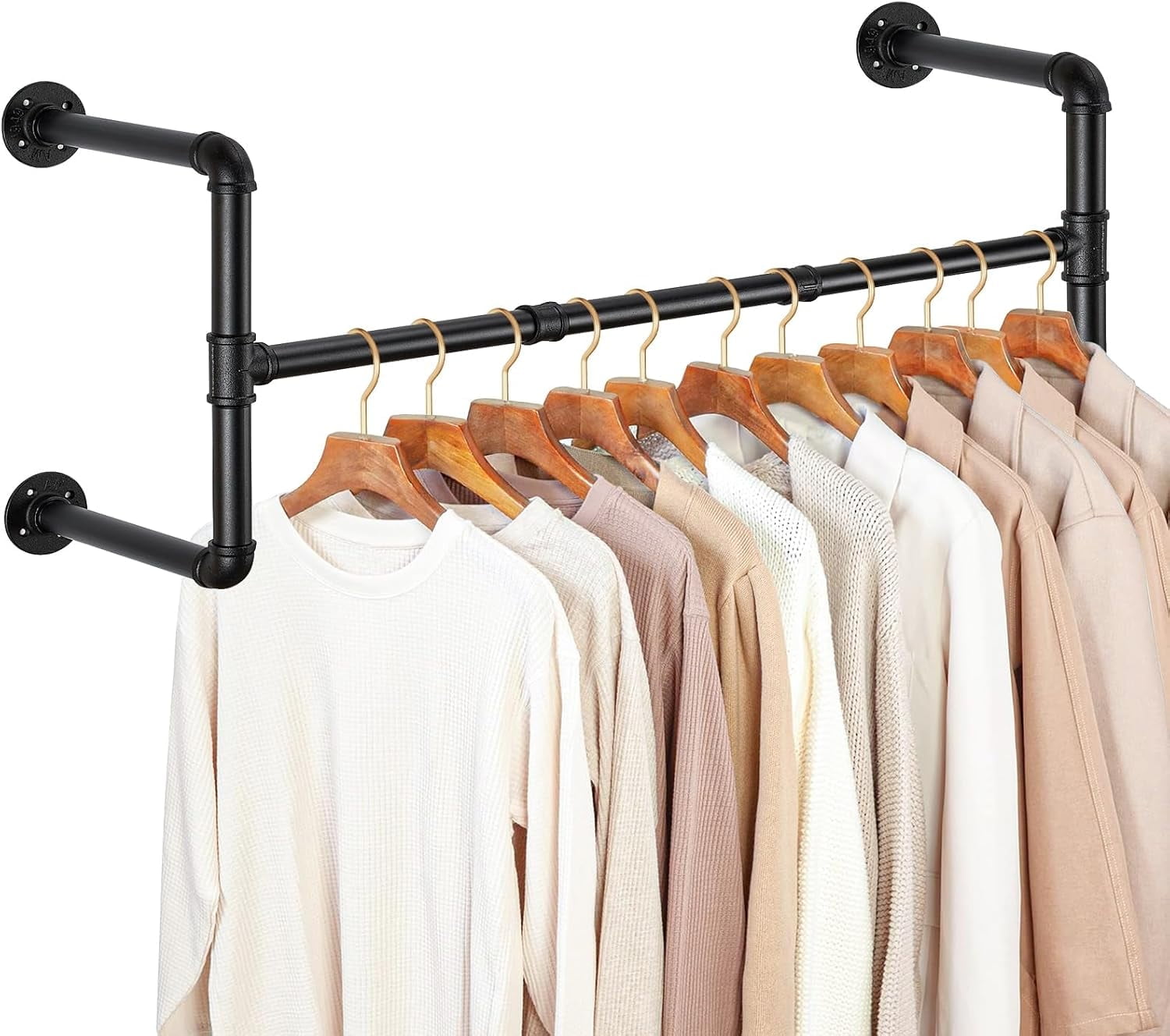 Industrial Pipe Clothes Rack 40" Wall Mounted Wall Clothing Rack for ...