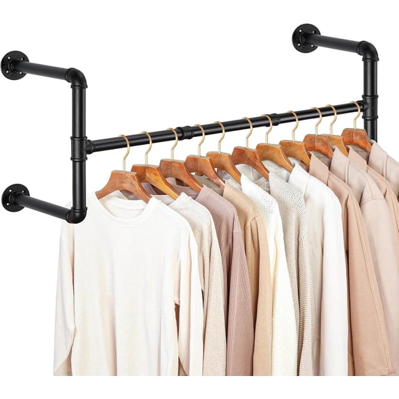 Industrial Pipe Clothes Rack 40" Wall Mounted Wall Clothing Rack for ...