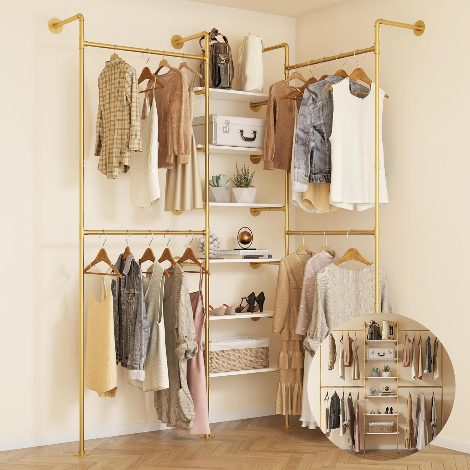 Industrial Pipe Clothes Rack, DÉCOR Wall Mounted Clothing Rack, for ...