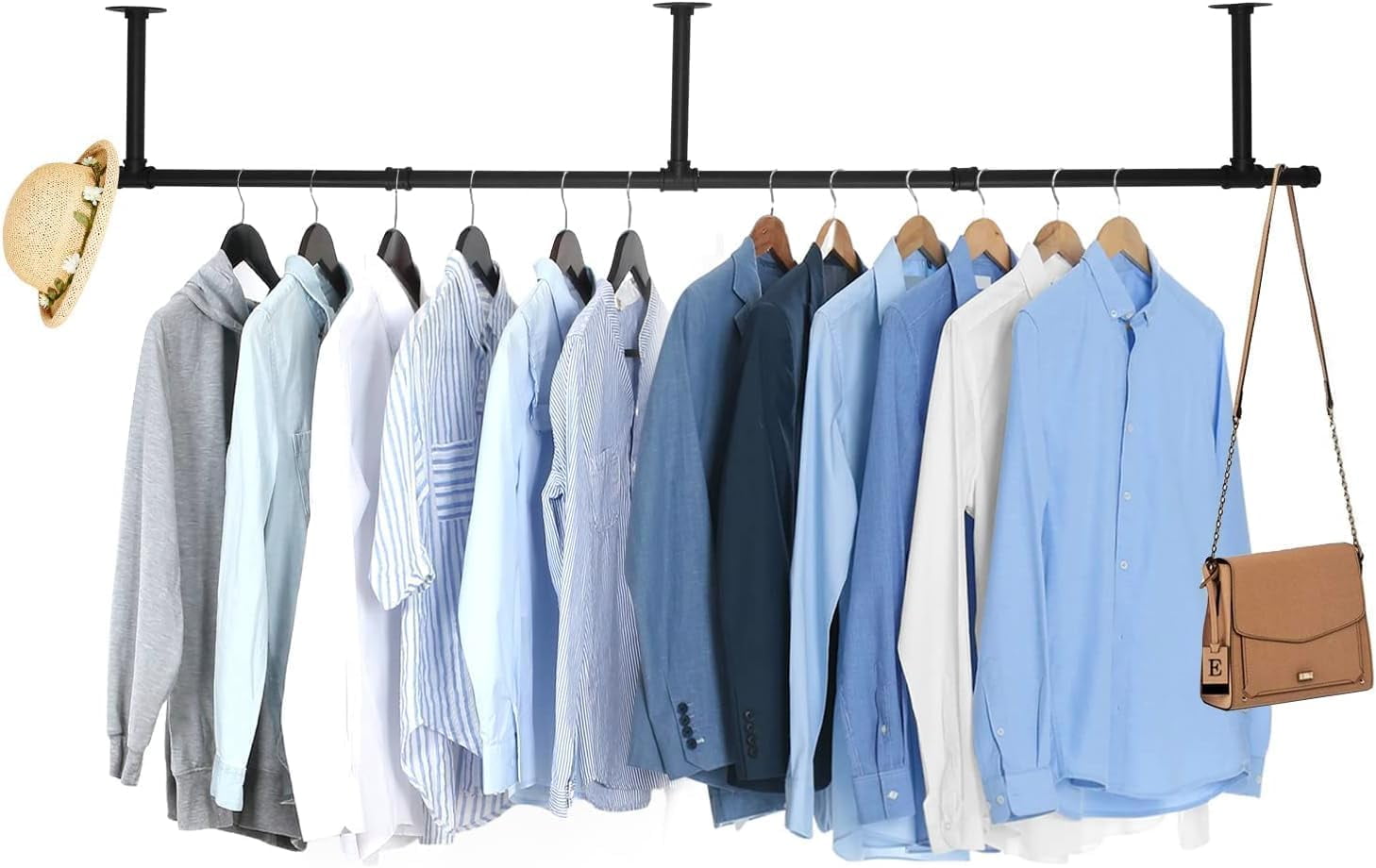 Industrial Pipe Clothes Rack, Heavy Duty 60inch Iron Garment Rack ...