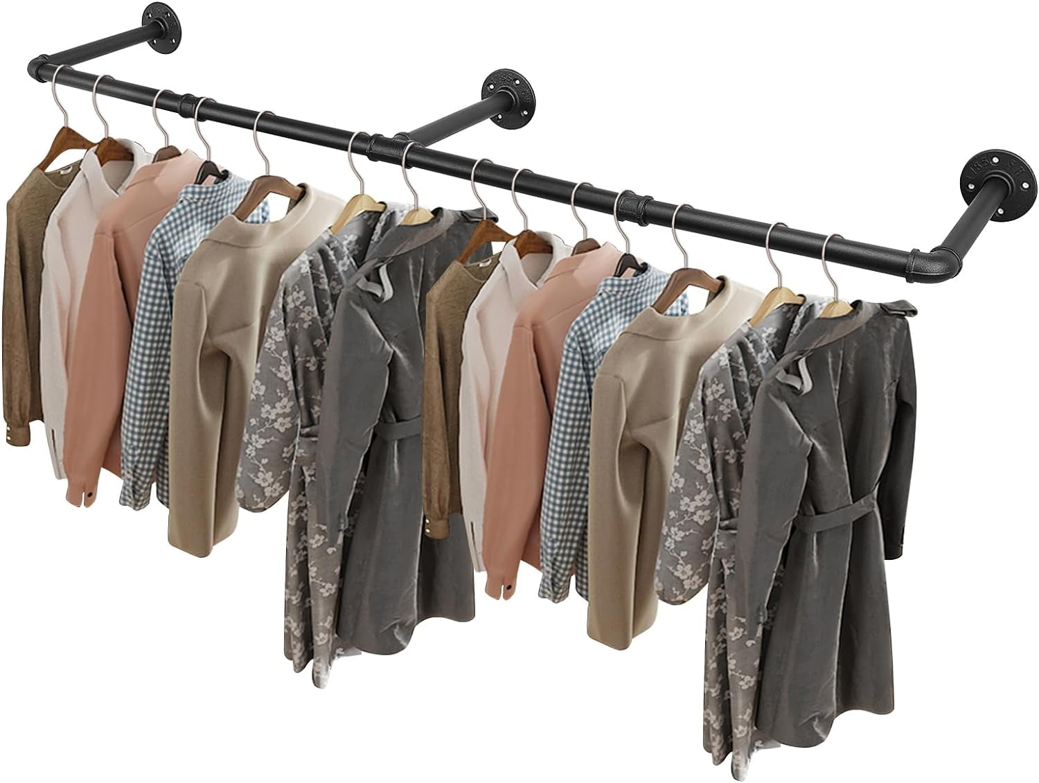 Industrial Pipe Clothes Rack, Heavy Duty Detachable Iron Garment Rack ...