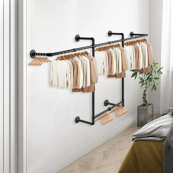 Industrial Pipe Clothes Rack, Heavy Duty Detachable Iron Garment Rack ...