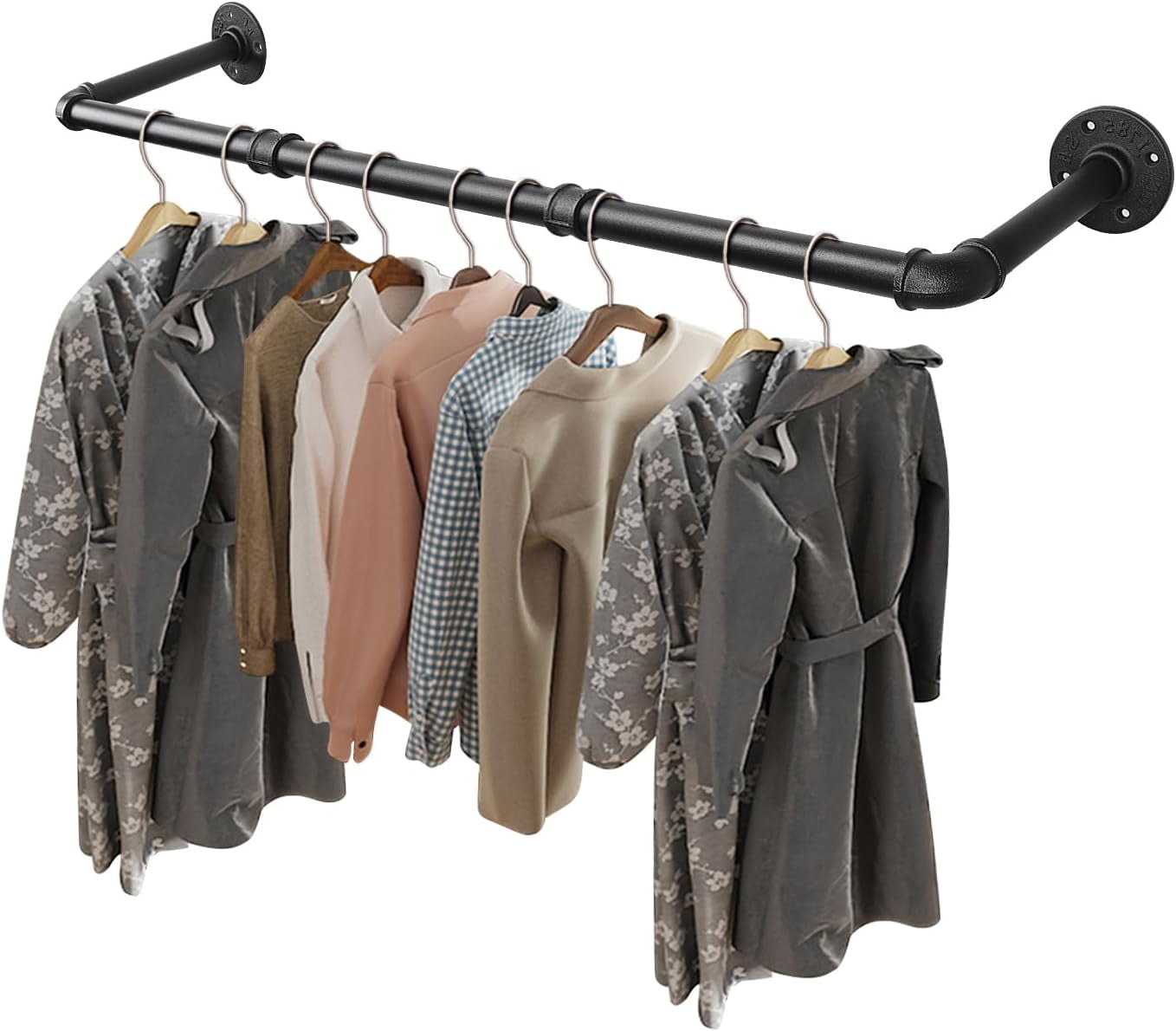 Industrial Pipe Clothes Rack, Heavy Duty Detachable Iron Garment Rack ...