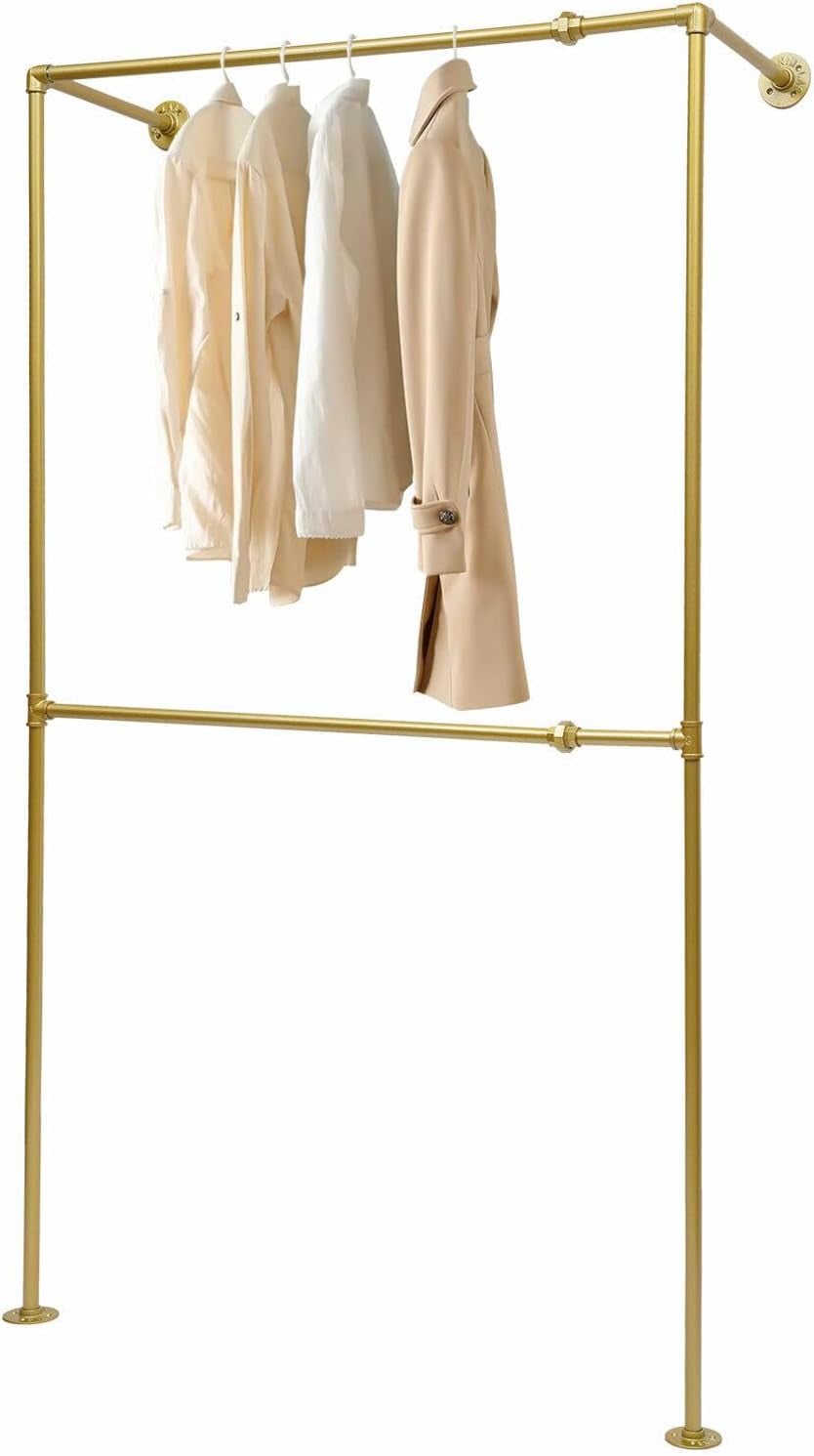 Industrial Pipe Clothes Rack, Heavy Duty Wall Mounted Black Iron ...