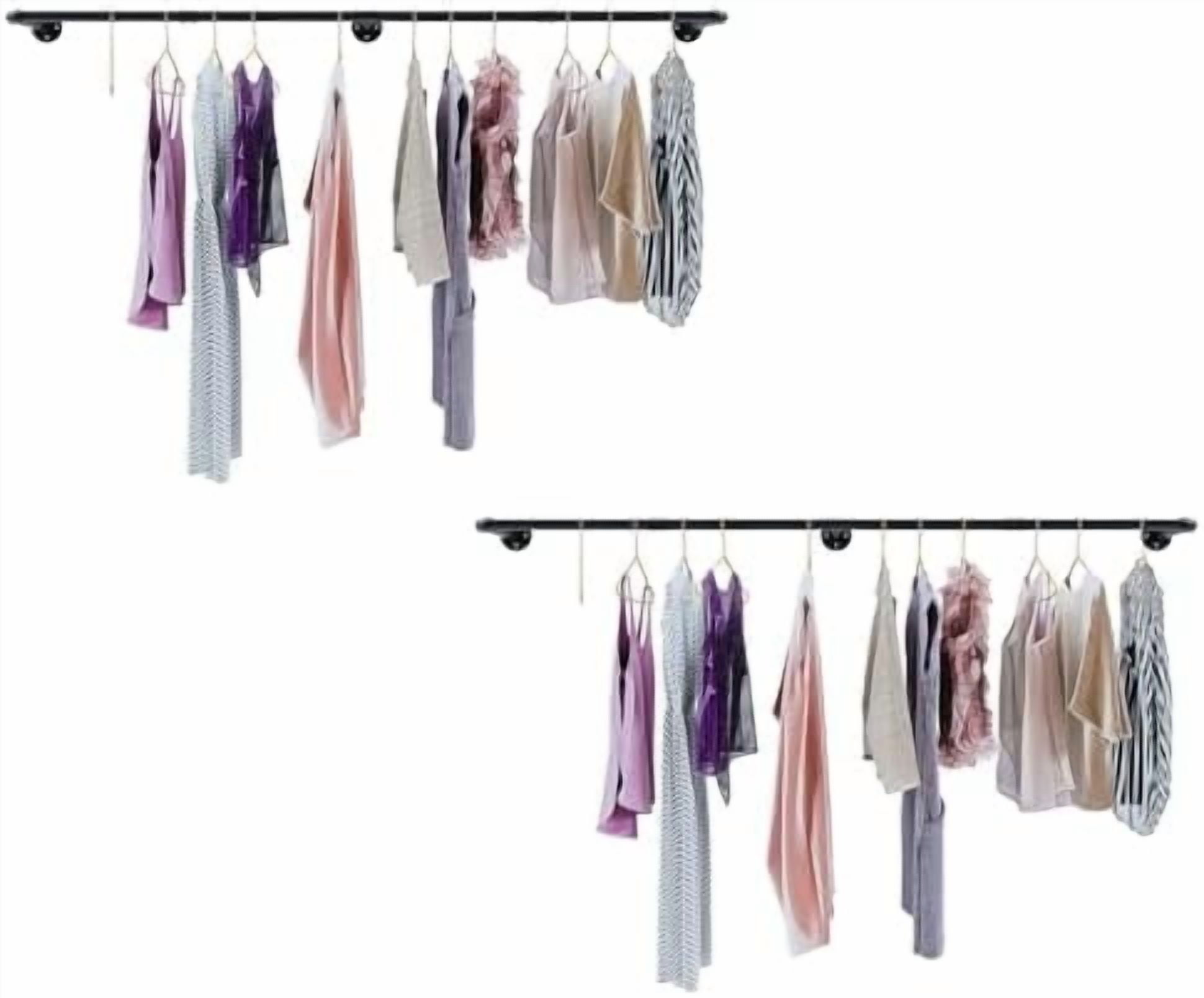 Industrial Pipe Clothes Rack Set of 2, Heavy Duty Detachable Iron ...