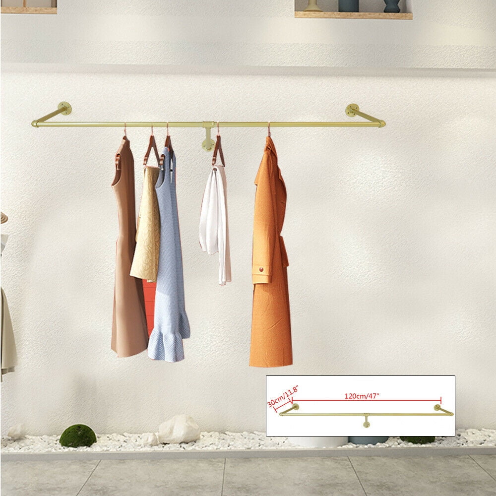 Industrial Pipe Clothes Rack Wall Mounted Garment Holder Clothing Shelf ...