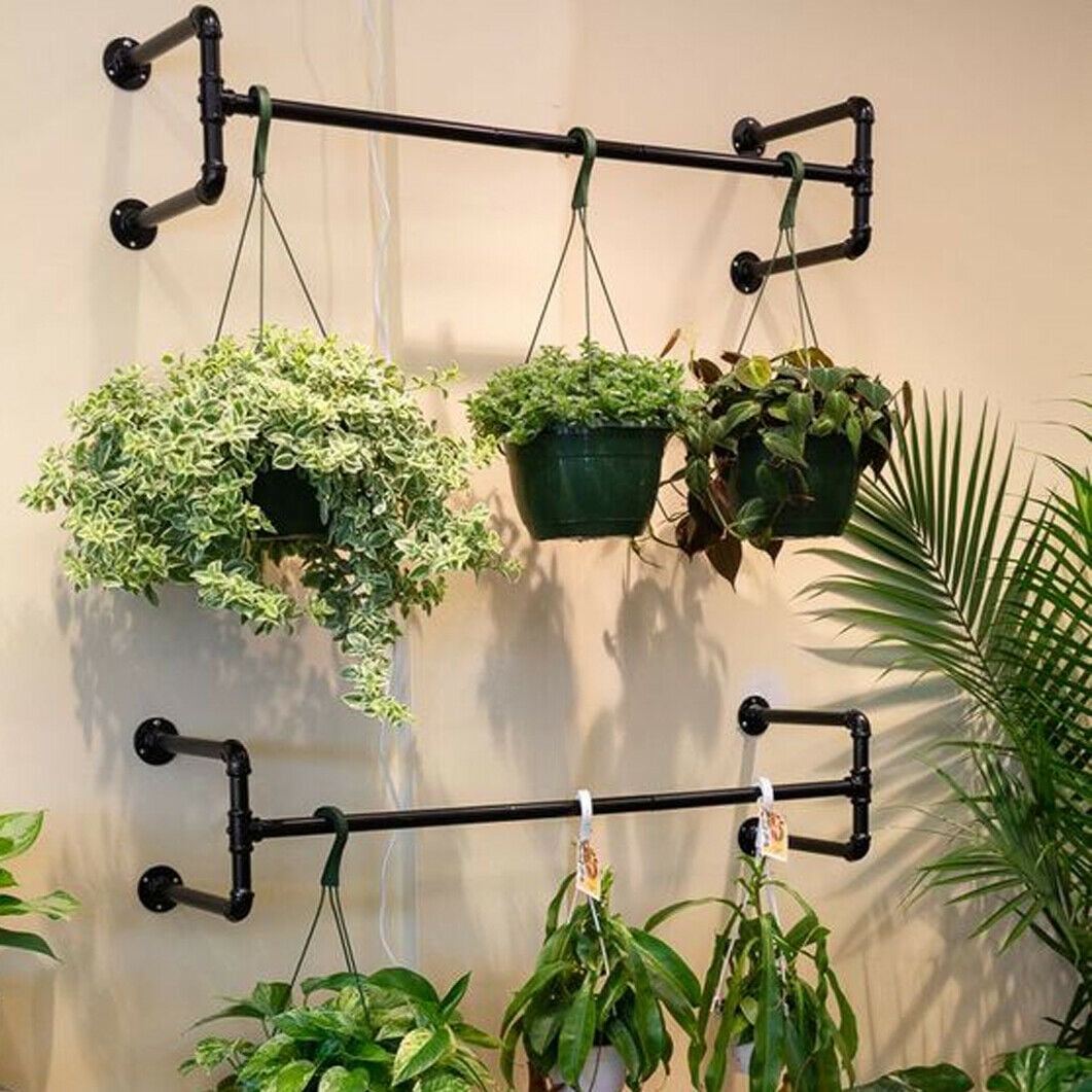 Industrial Pipe Clothes Rack Wall Mounted Hanging Pots Rod Hold up 43 ...
