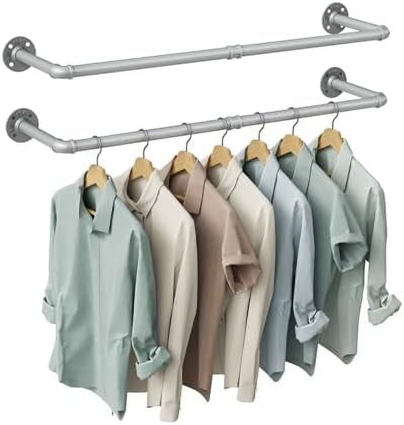 Industrial Pipe Clothes Rack Wall Mounted Set of 2, 38.4 inches Heavy ...