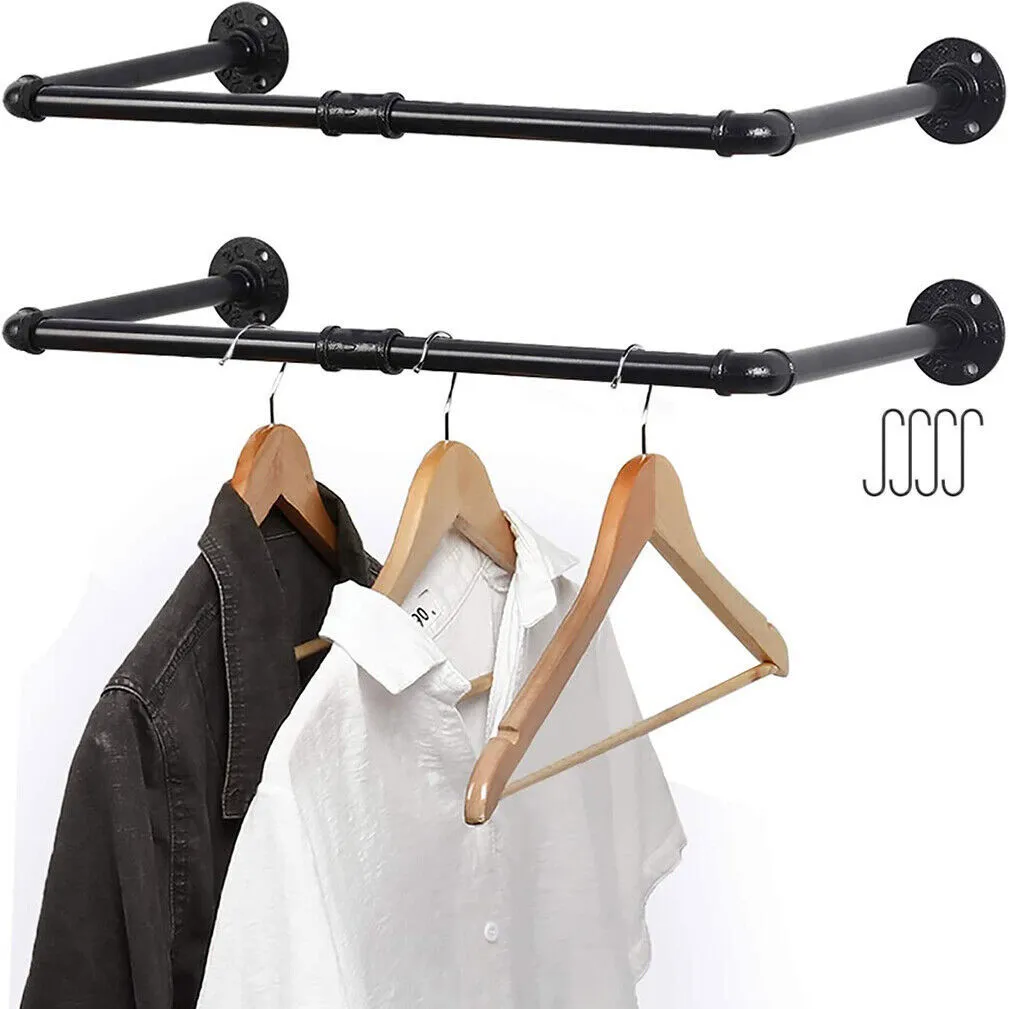 Industrial Pipe Clothes Rail Rack Bedroom Corner Space Saving Clothes ...