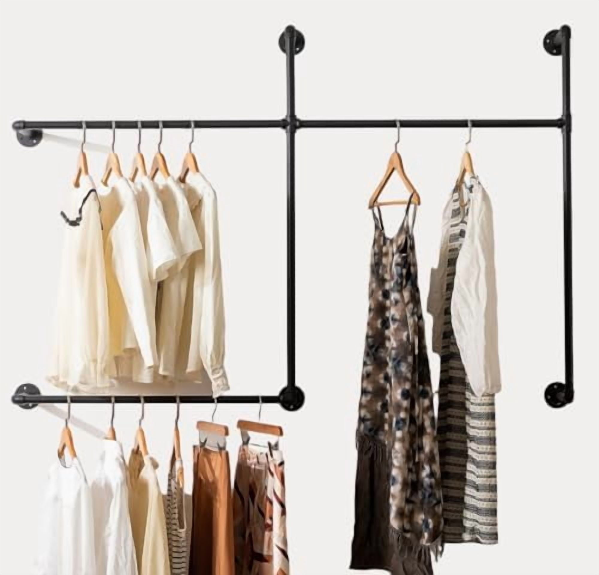 Industrial Pipe Clothing Rack Heavy Duty Wall Mounted Clothes Rack,Pipe ...