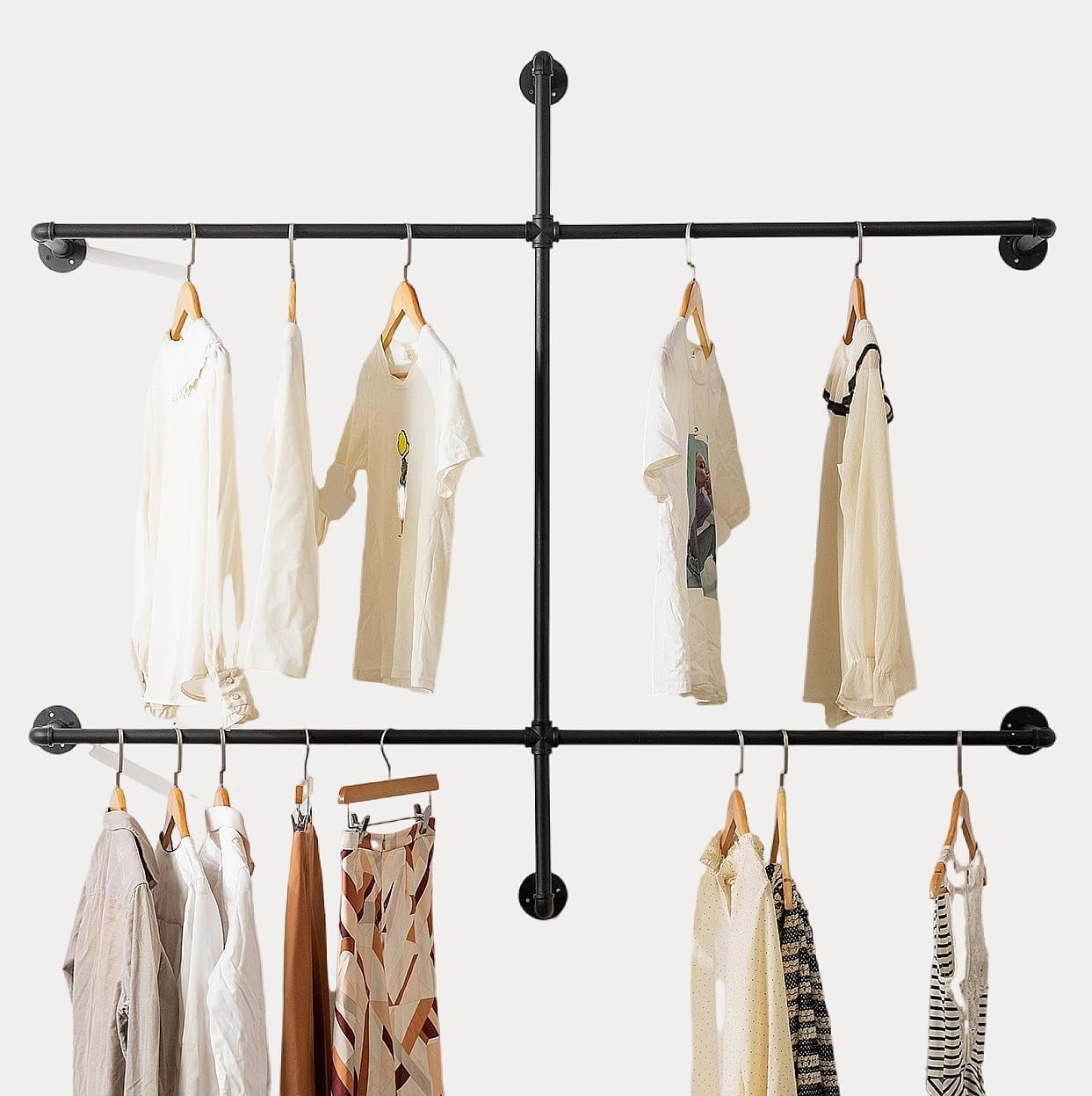 Industrial Pipe Clothing Rack Heavy Duty Wall Mounted Clothes Rack,Pipe ...