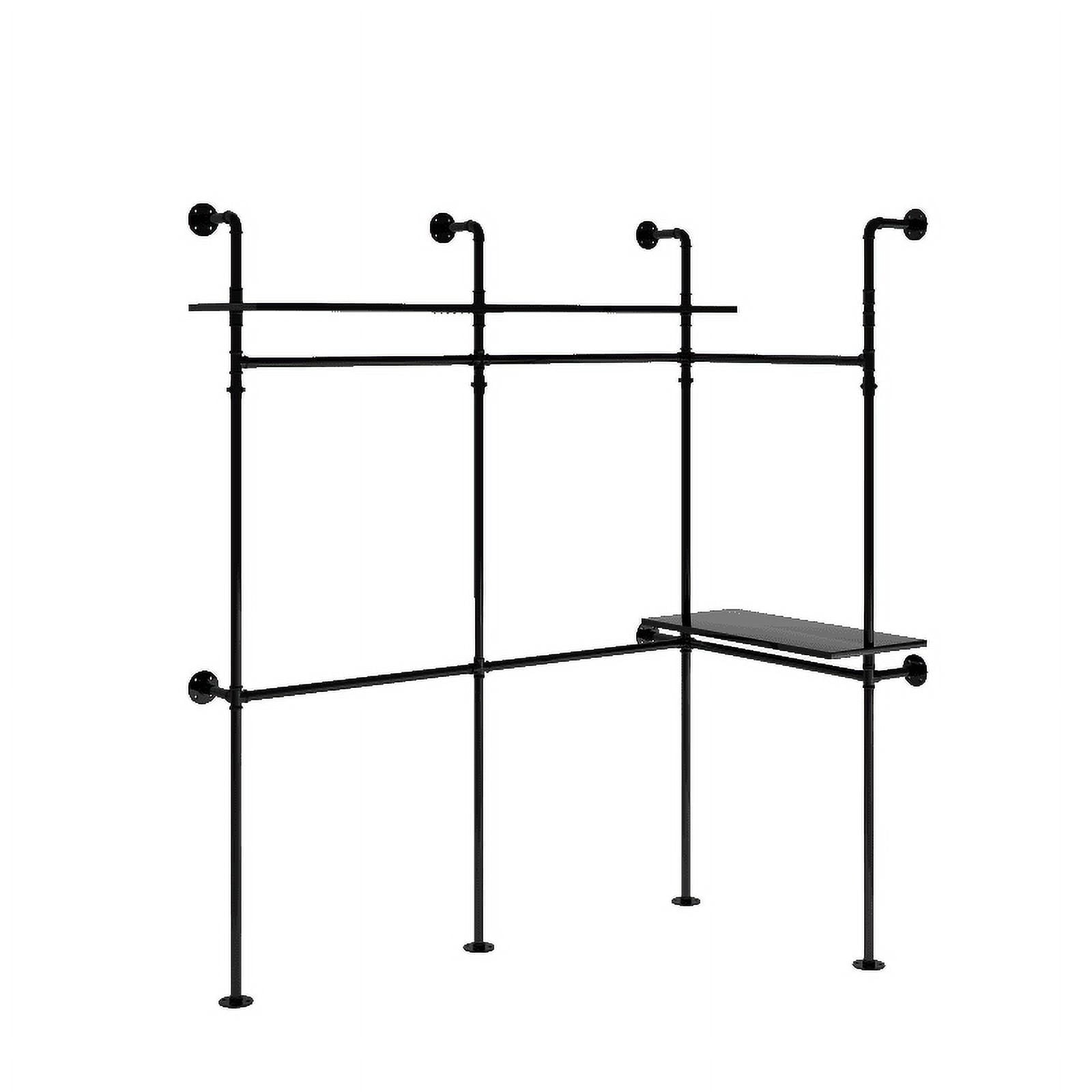 Industrial Pipe Clothing Rack, Reversible 118.3'' Clothes Rack for ...