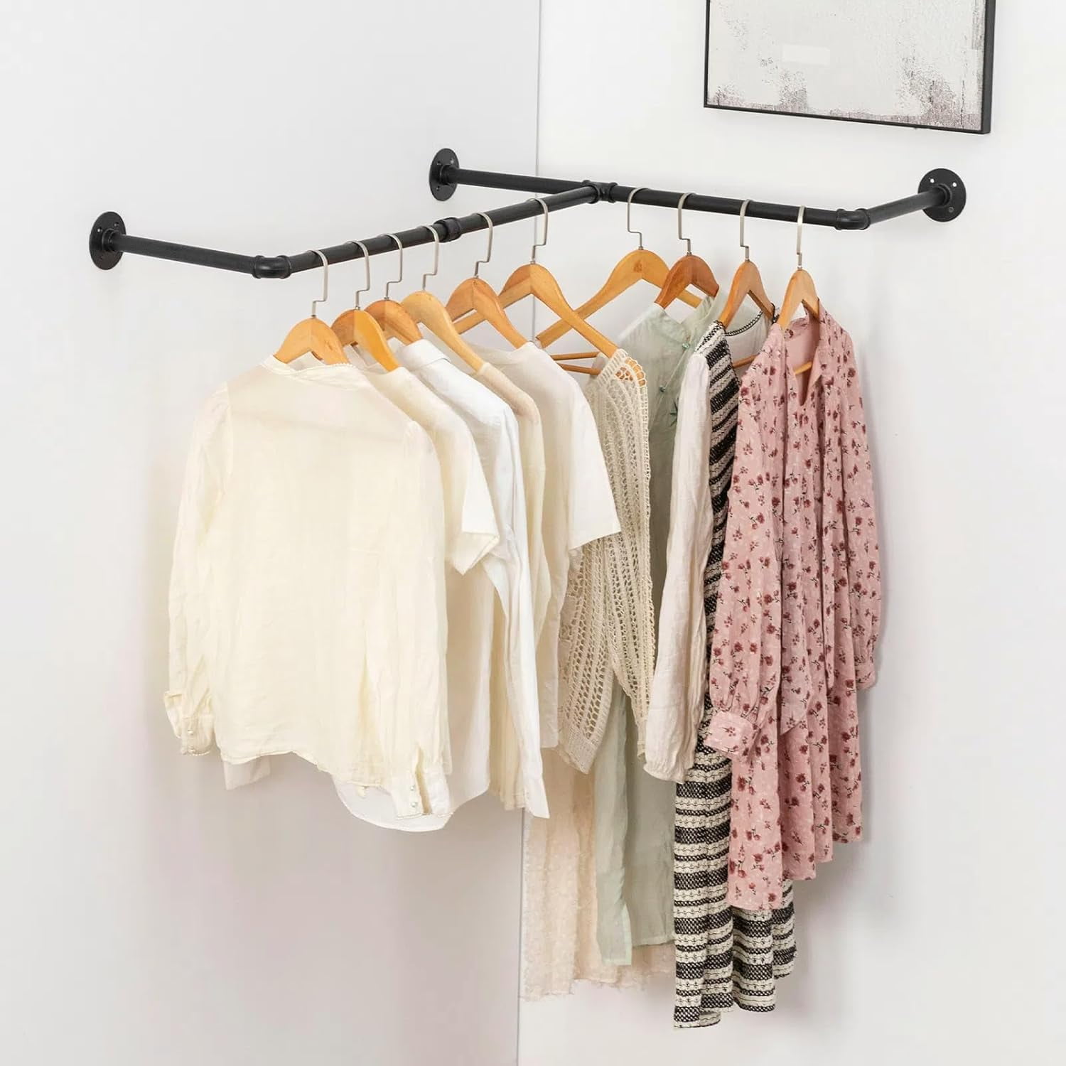 Industrial Pipe Clothing Rack, Wall Mounted Clothes Rack for Hanging ...