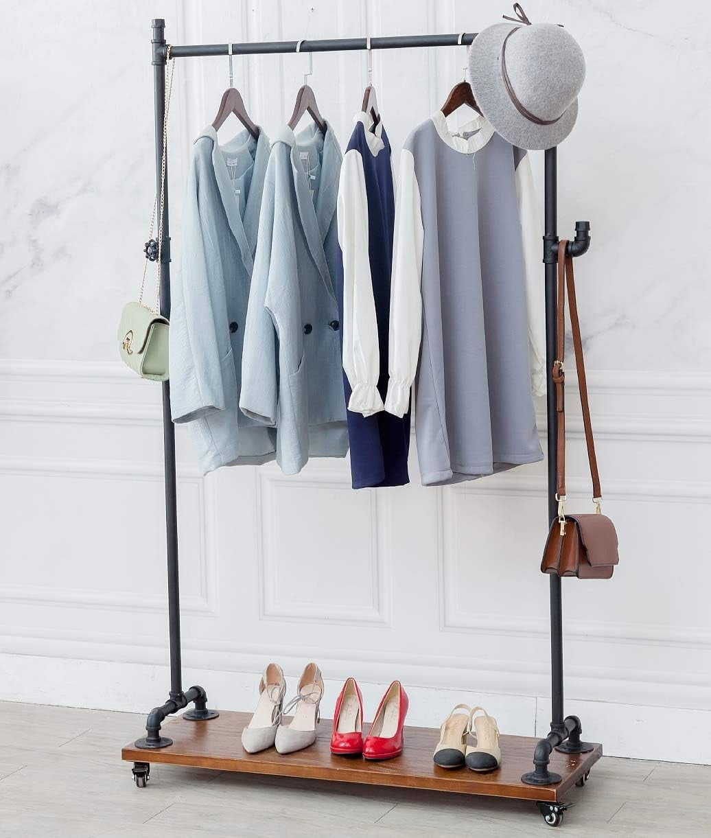Industrial Pipe Clothing Racks, Rolling Garment Racks, Hall Tree on ...