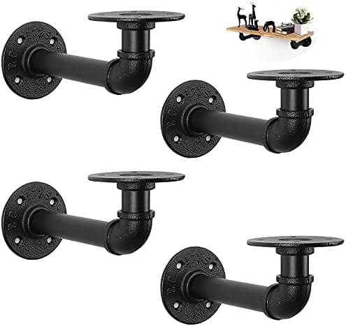 Industrial Pipe Iron Shelf Brackets-Wall Mounted DIY Rustic Pipe Metal ...