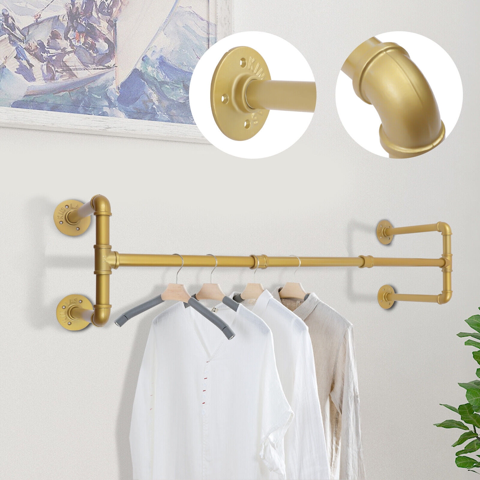 Industrial Pipe Rack Wall Mounted Garment Clothes Rail Hanging Shop ...