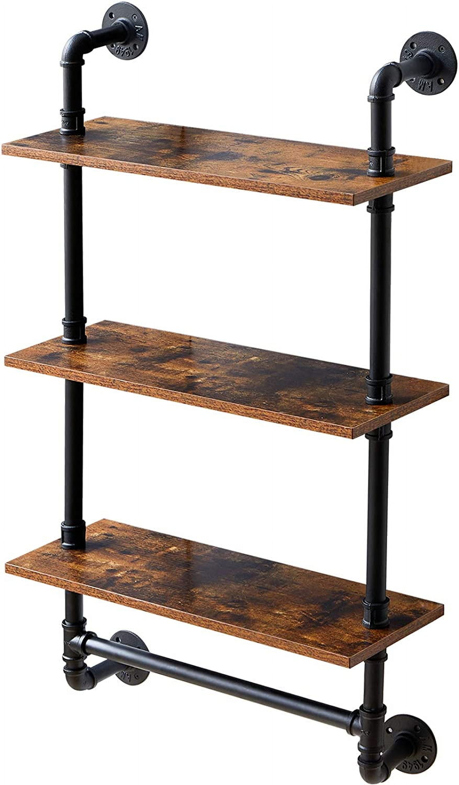 Industrial Pipe Shelf,40.5 inches Wall Mount Bookcase,3-Tier Wall Shelf ...