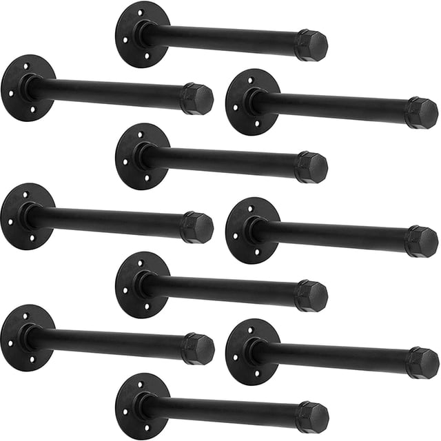 Industrial Pipe Shelf Brackets 10 PCS Wall Mount DIY Shelving Brackets ...