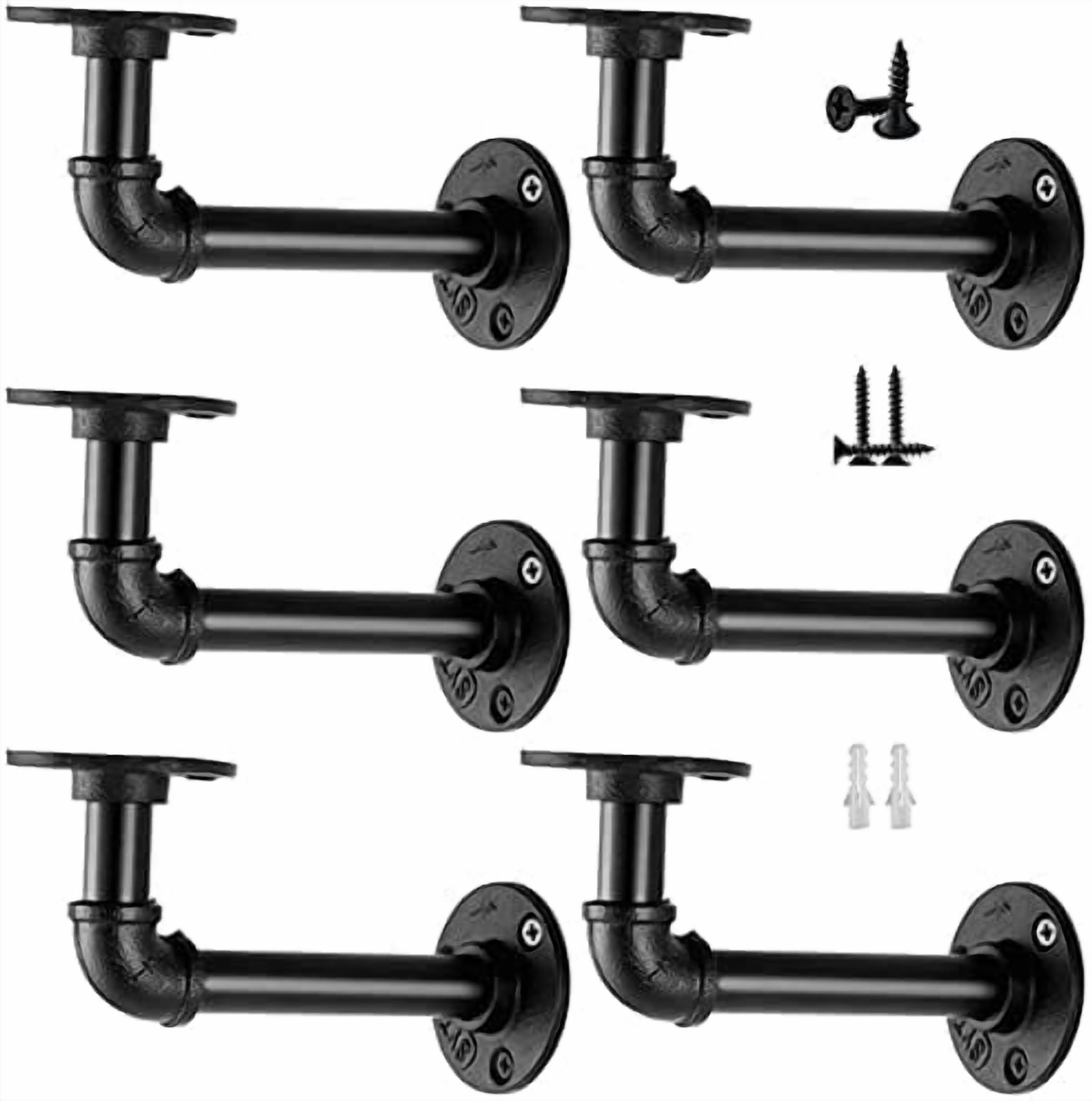 Industrial Pipe Shelf Brackets for 8 10 12 14 inches Board, Iron L Pipe ...