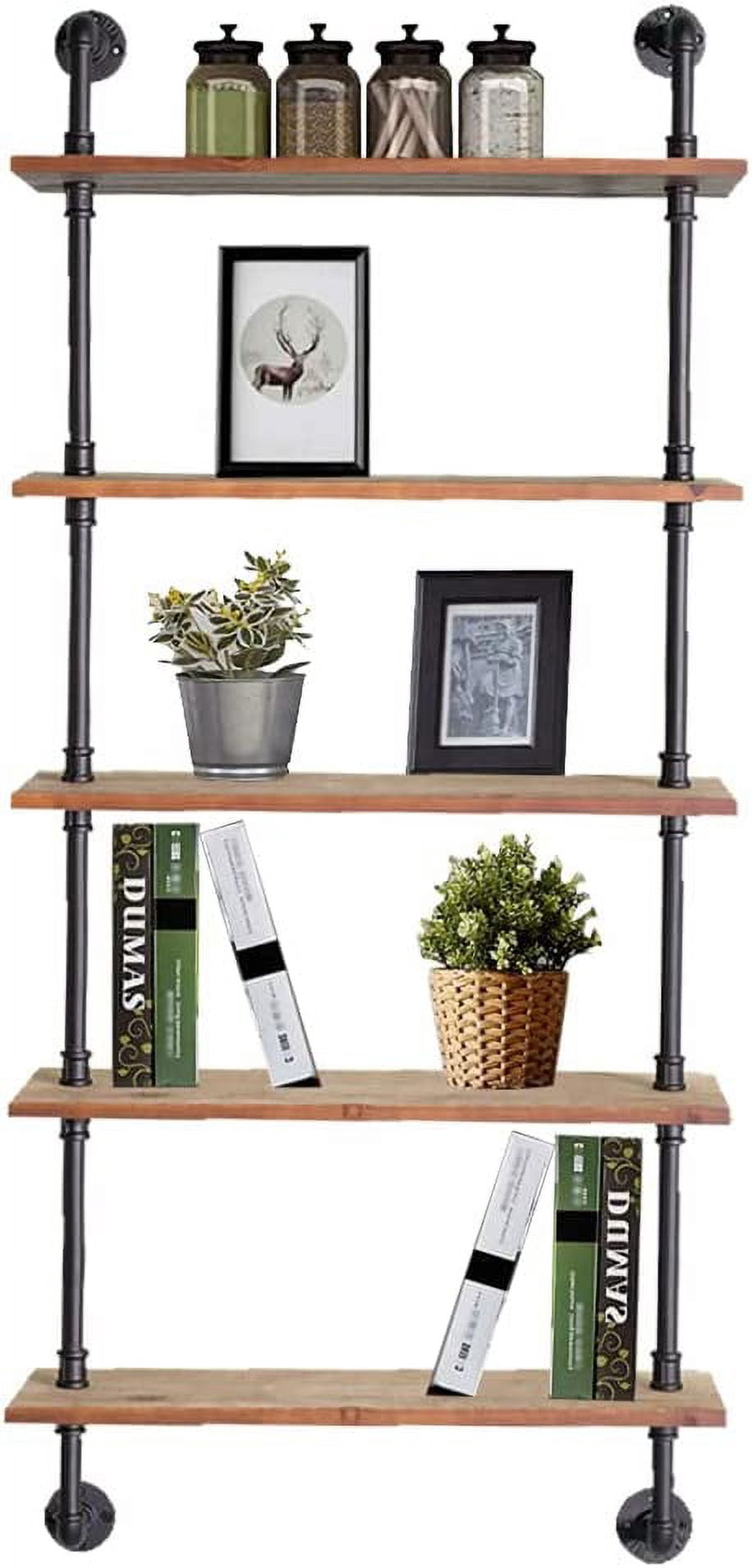 Industrial Pipe Shelving, 24inch Pipe Shelves with Wood Planks, 5 Tier ...
